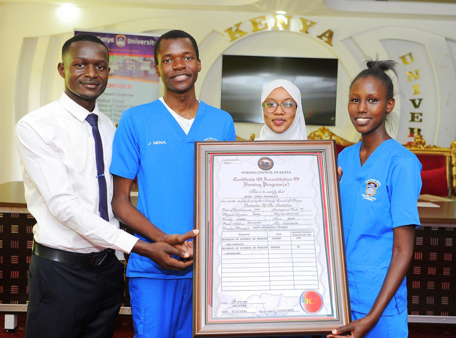 MKU receives re-accreditation from Nursing Council of Kenya to continue training students