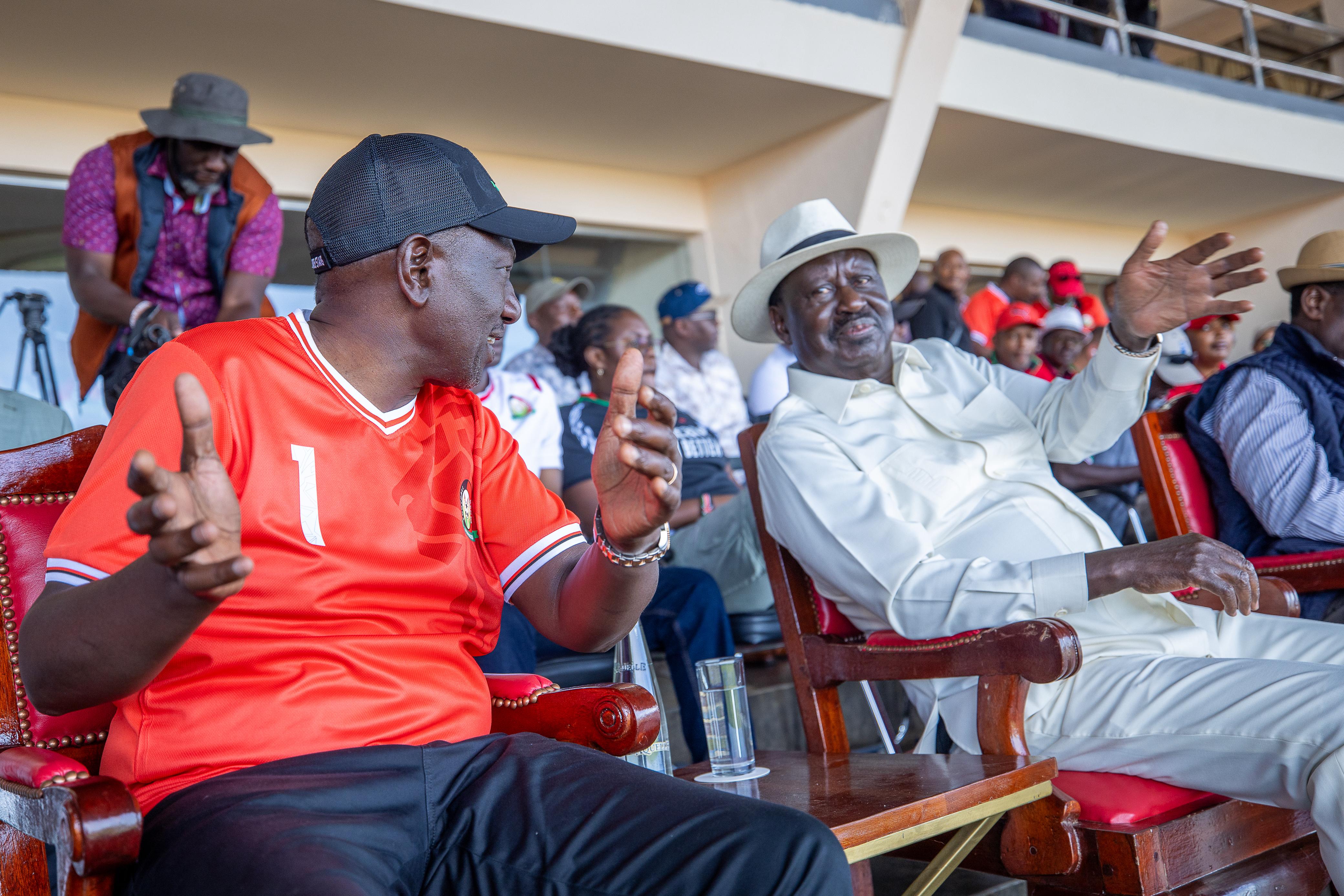 [PHOTOS] Ruto, Raila grace sold out Harambee Stars vs Gabon game match