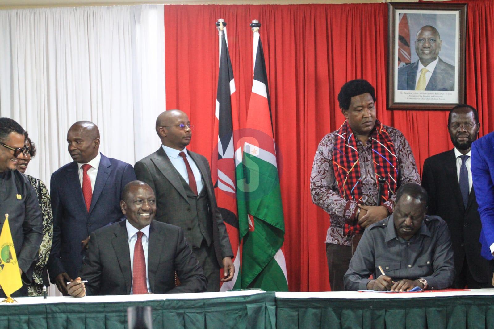 [PHOTOS] Ruto, Raila sign political pact at KICC