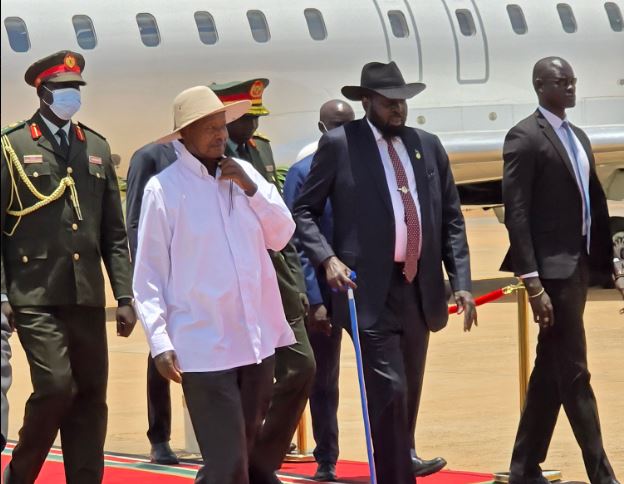 Museveni arrives in Juba for talks with President Kiir