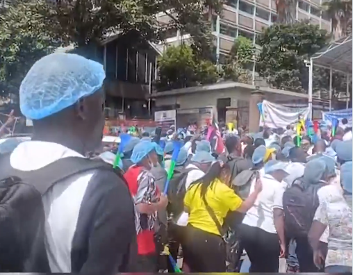 UHC workers protest in Nairobi over unpaid gratuities, job security