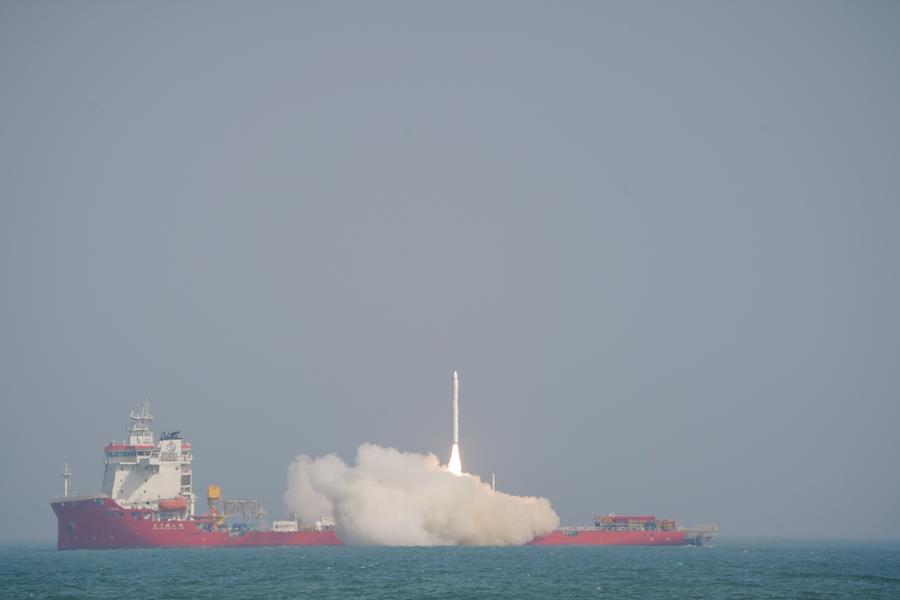[PHOTOS] China's CERES-1 rocket launches new satellites from sea