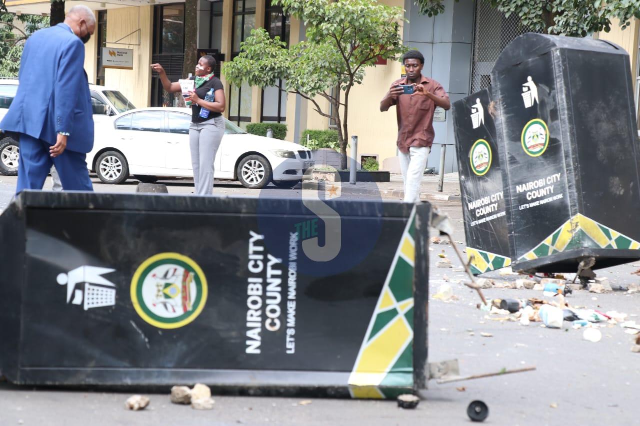 Newly installed dustbins in Nairobi CBD vandalised during protests