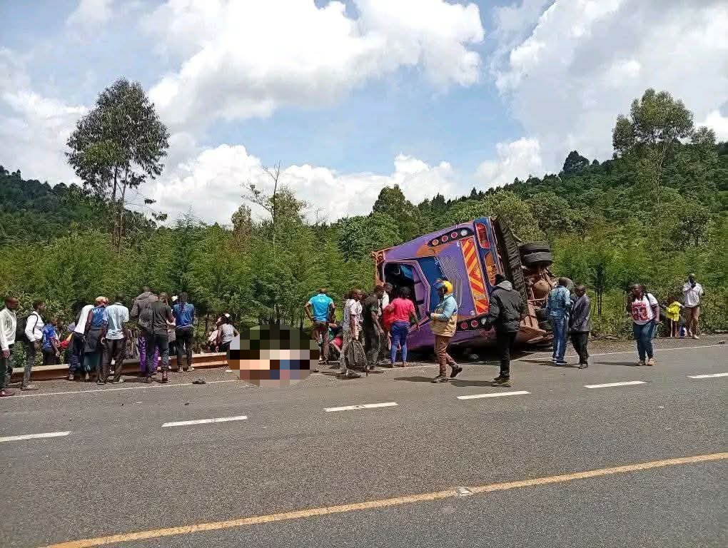 Two killed, scores injured as bus overturns on Nakuru–Kericho highway