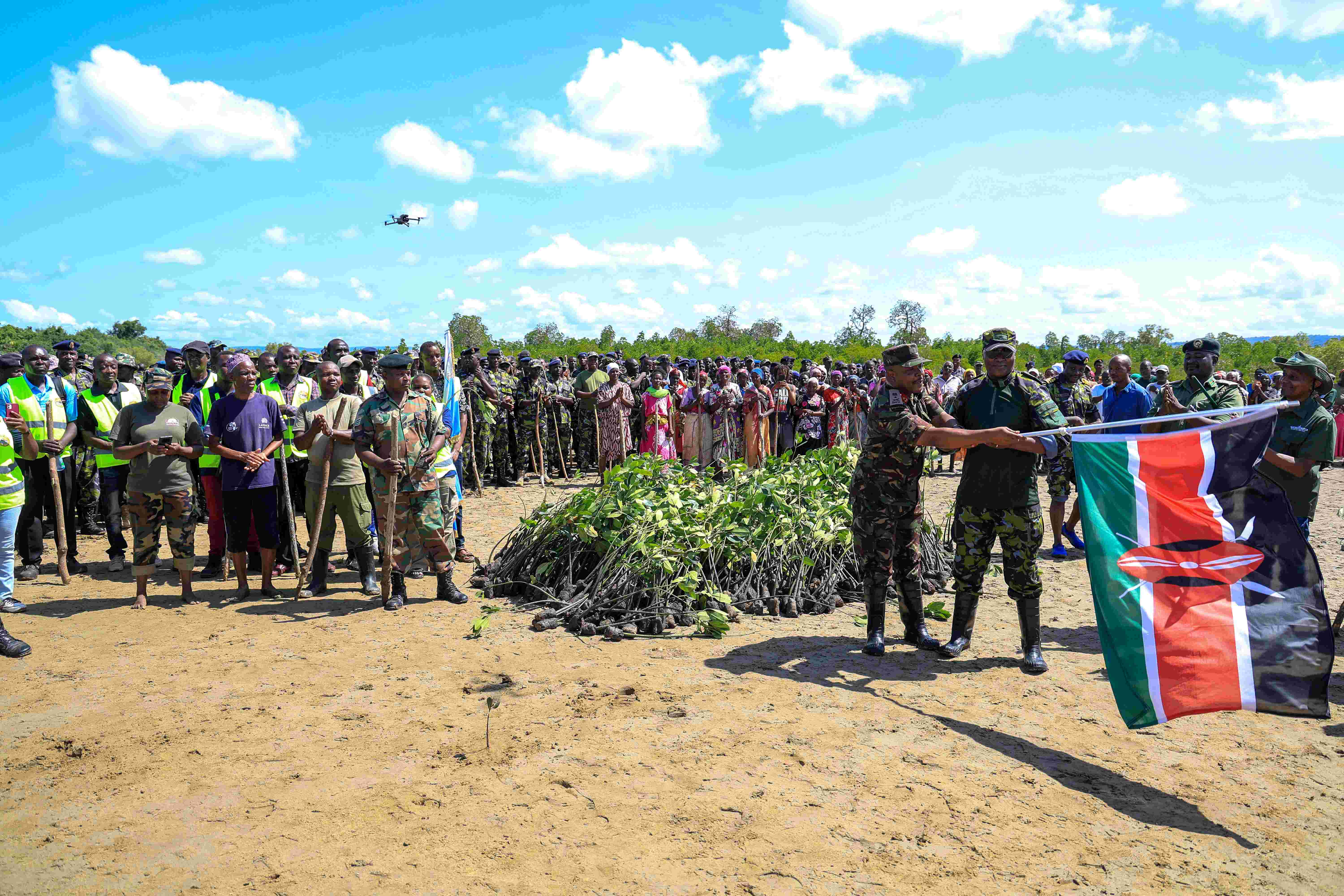 Record as KDF, community plant 150,000 trees at Tsunza in a day